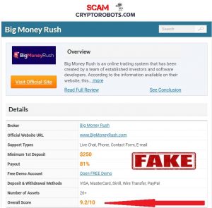 Big Money Rush Review, Crypto SCAM! | Scam Crypto Robots