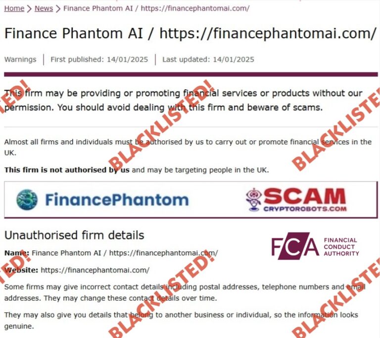Finance Phantom Review 2025: Scam App Blacklisted By FCA!